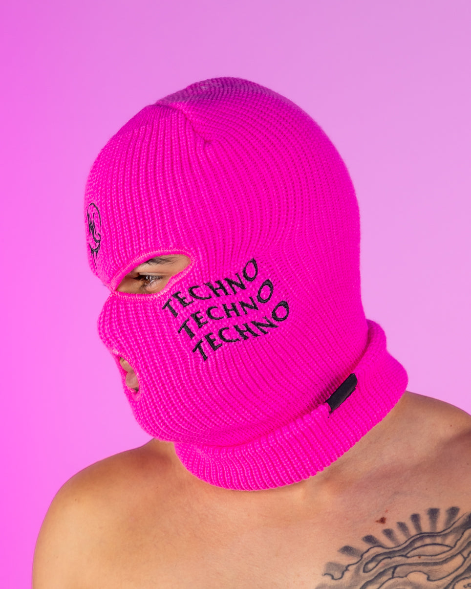 Neon Pink Triple Techno Ski Mask for Ultimate Style – Rave Wonderland