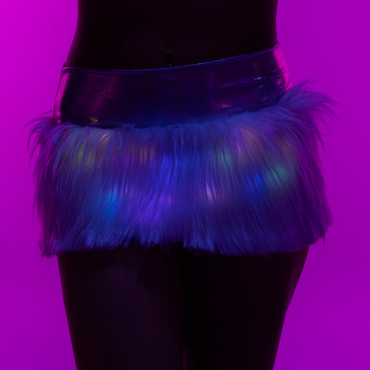Multicolor LED Women's White Faux Fur Skirt – Rave Wonderland