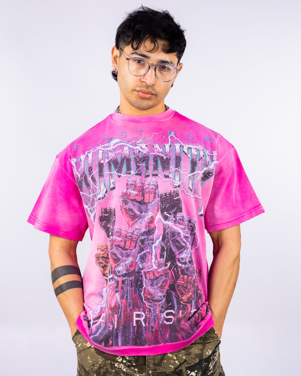 Humanity Together Men's Pink Washed Tee – Rave Wonderland
