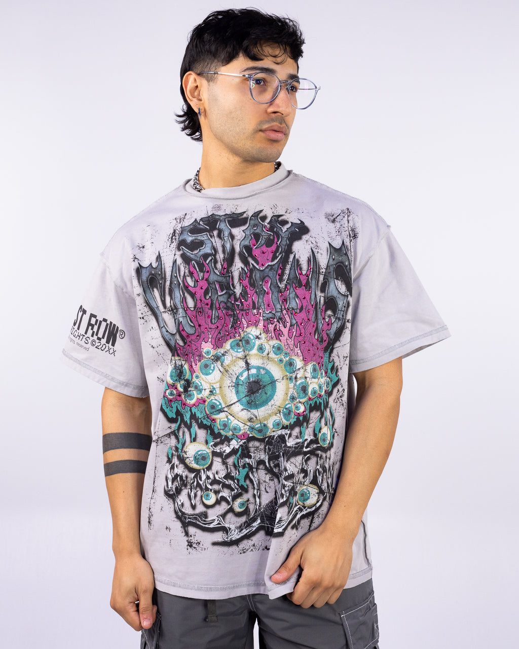 Stay Curious Eyeballs Men's Gray Tee – Rave Wonderland