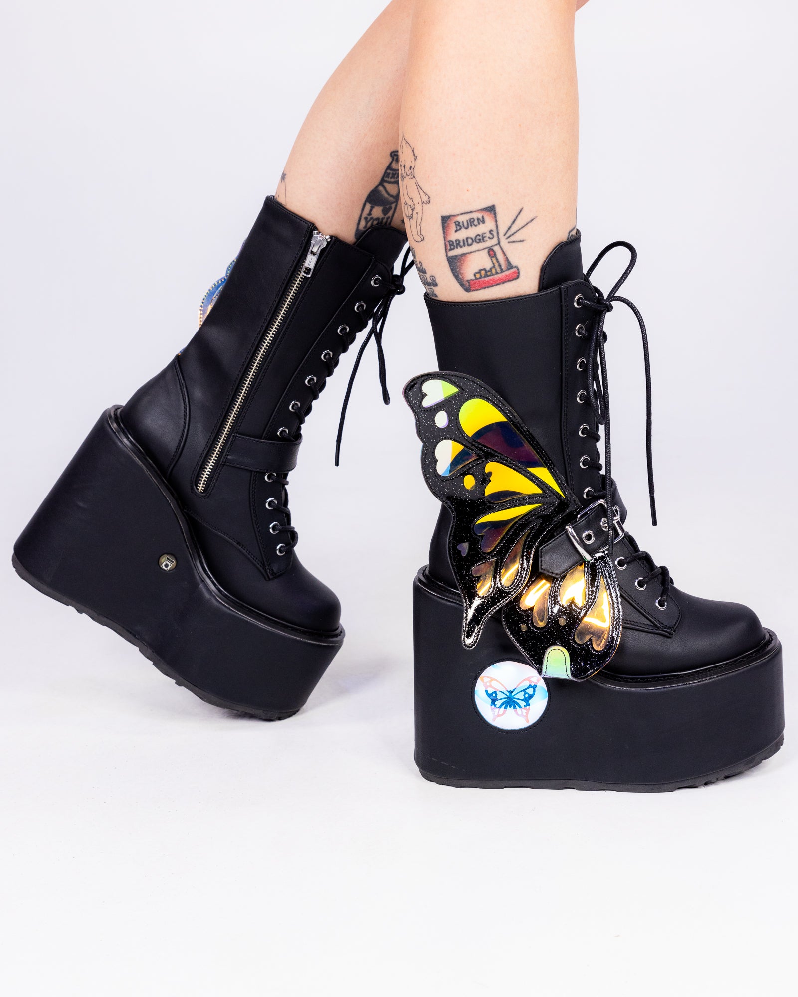 Demonia LED Blaze Women's Black Butterfly Boots – Rave Wonderland