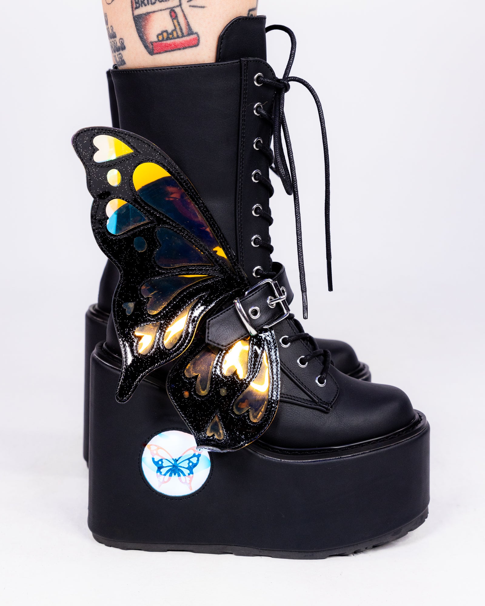 Demonia LED Blaze Women's Black Butterfly Boots – Rave Wonderland
