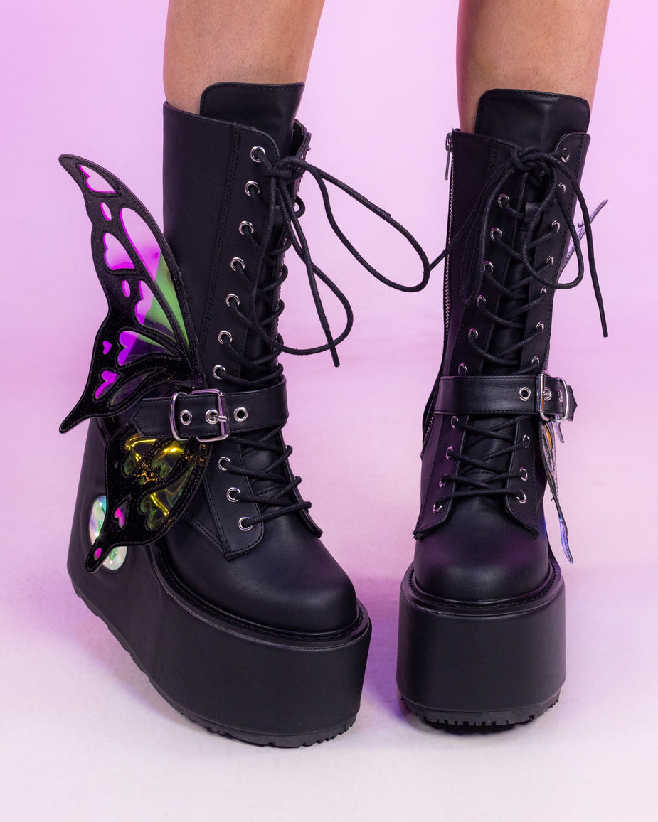 Demonia LED Blaze Women's Black Butterfly Boots – Rave Wonderland