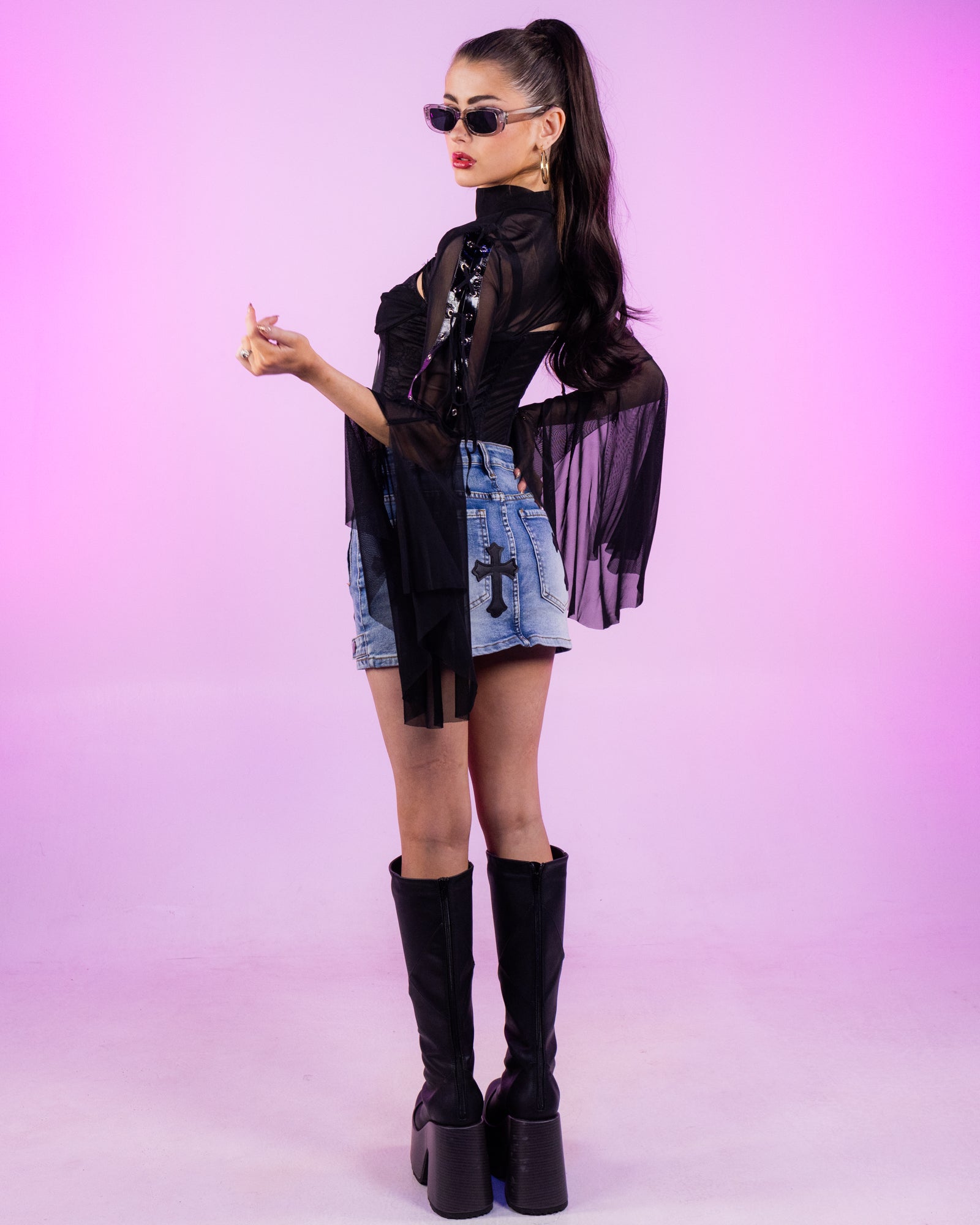 Dark Moonlight Women's Black Mesh Shrug – Rave Wonderland
