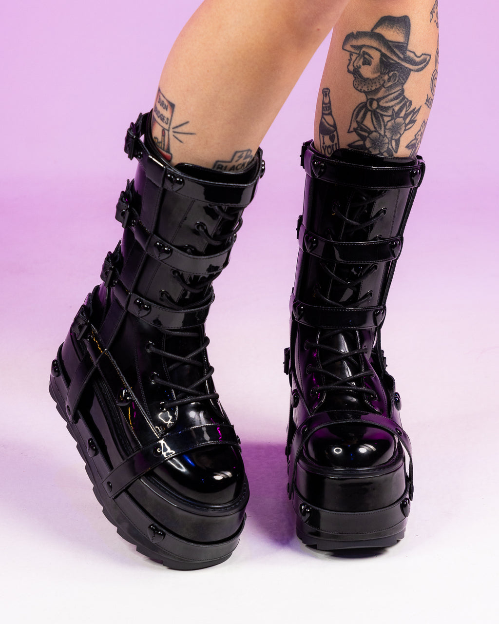 YRU Trance BNDG Heart Blackout Boots for Bold Style – Rave Wonderland