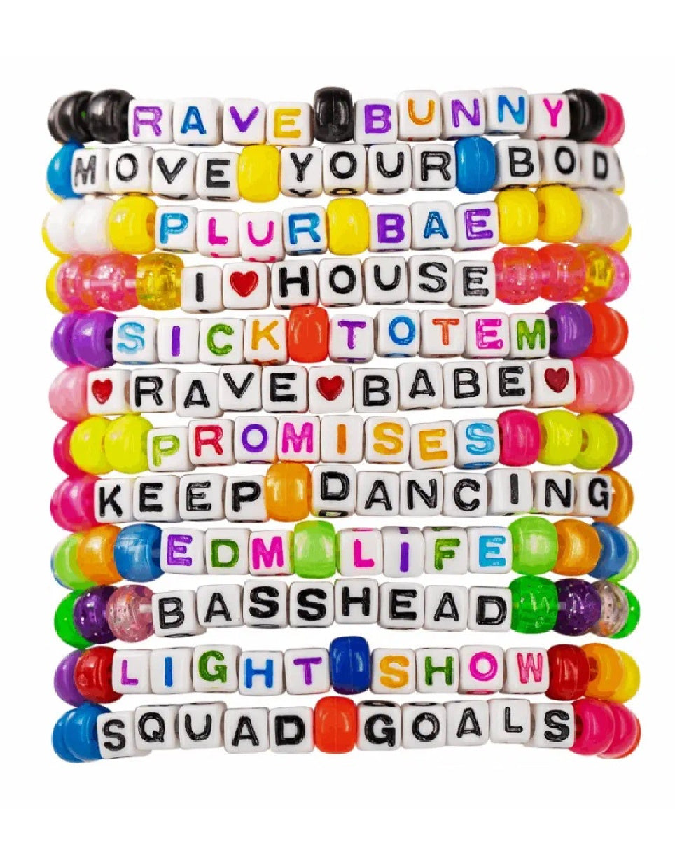 "Good Vibes" 12pc Pre-Made Kandi Bracelets – Rave Wonderland