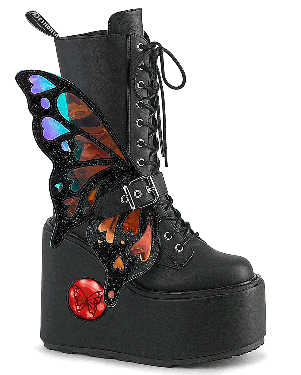 Demonia LED Blaze Women's Black Butterfly Boots – Rave Wonderland