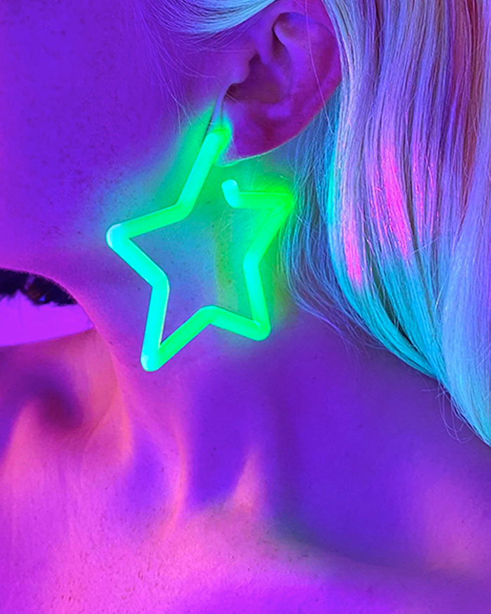 Neon Retro Star Acrylic Earrings – Rave Wonderland