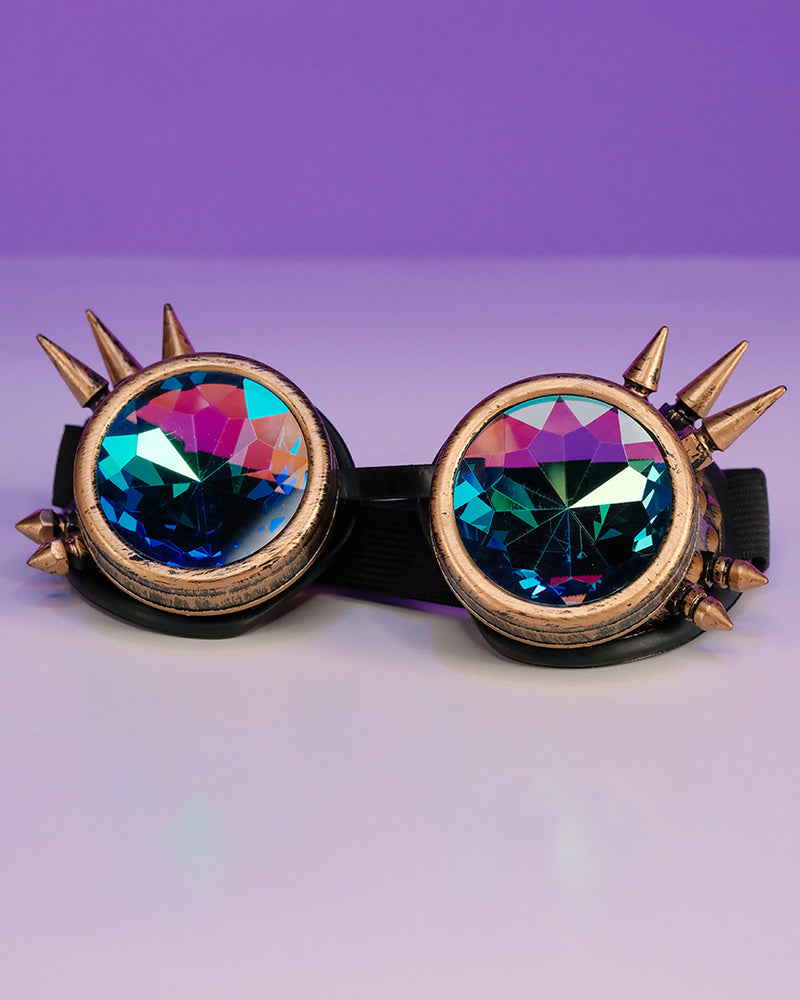 Spiky Kaleidoscope Steampunk Goggles – Rave Wonderland