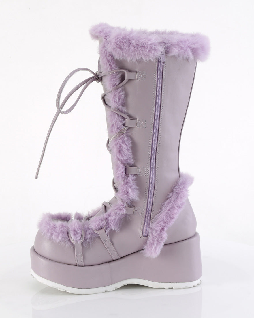 Demonia Lavender Winter Solstice Faux Fur Boots – Rave Wonderland