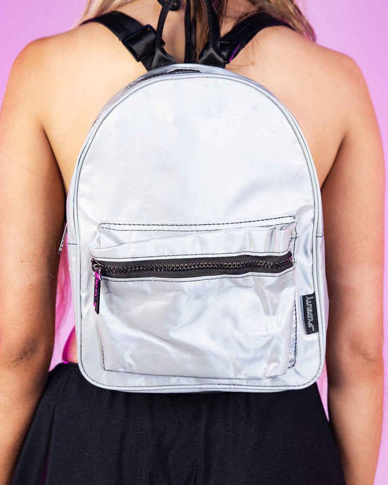 Reflective Silver Mini Backpack – Rave Wonderland