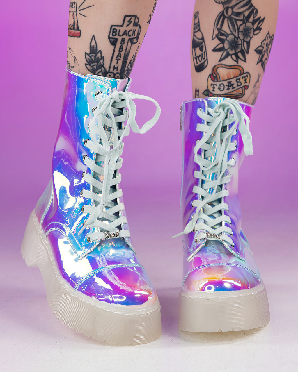 Cloudwalker Holographic Combat Boots – Rave Wonderland