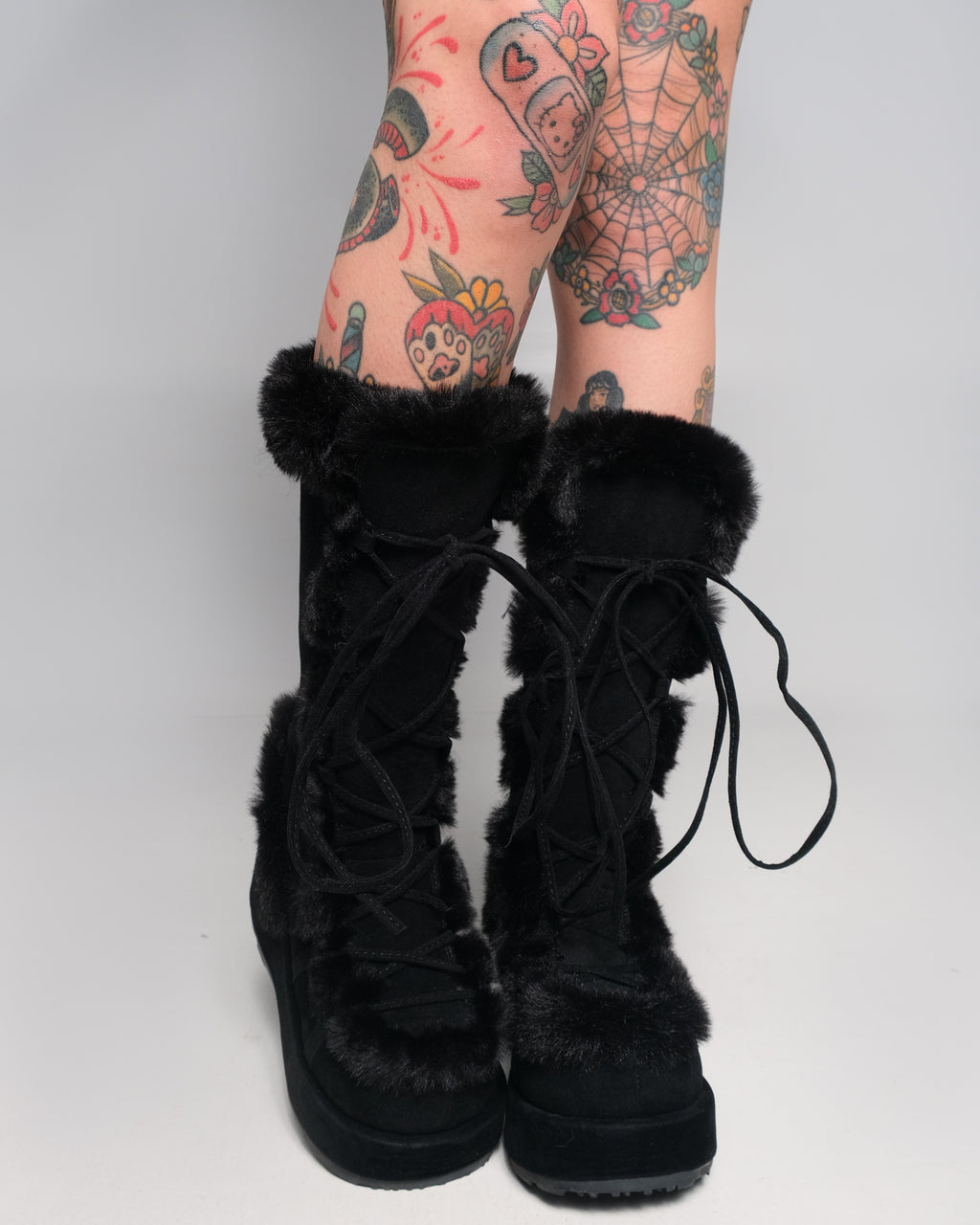 Demonia Black Winter Solstice Faux Fur Boots – Rave Wonderland