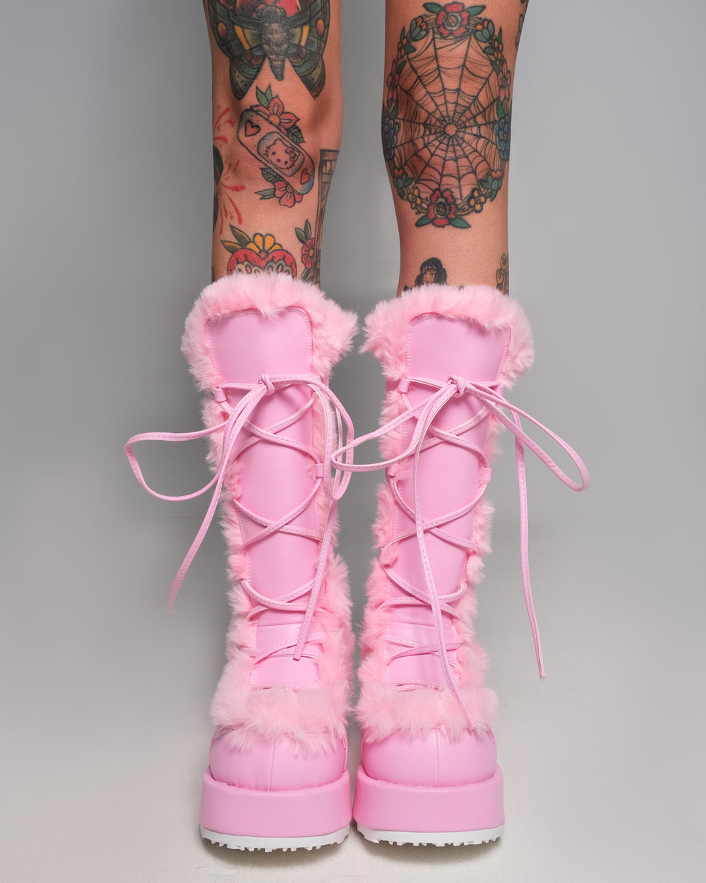 Demonia Pink Winter Solstice Faux Fur Boots – Rave Wonderland