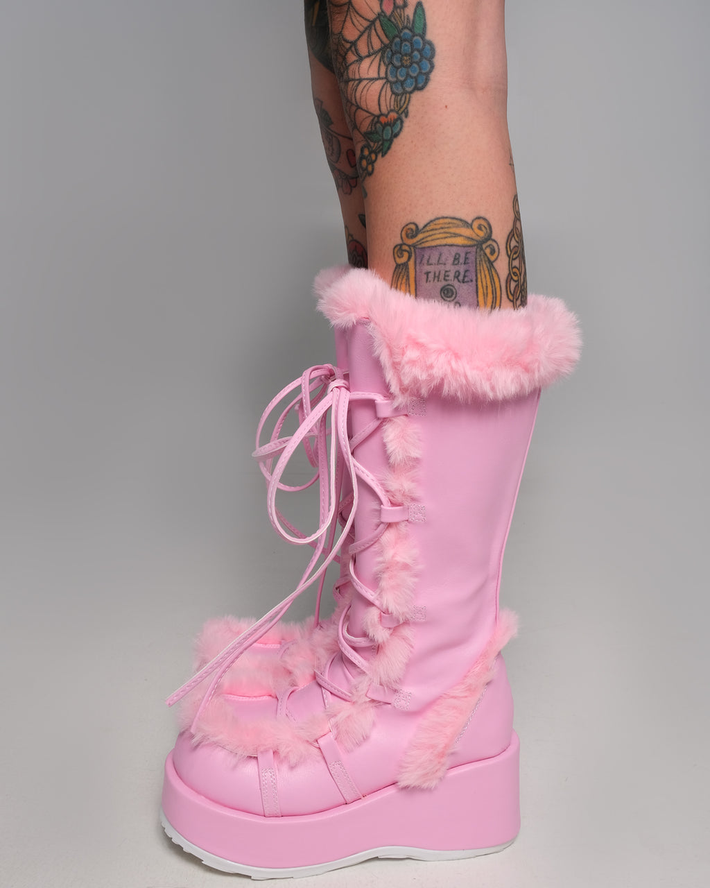 Demonia Pink Winter Solstice Faux Fur Boots – Rave Wonderland