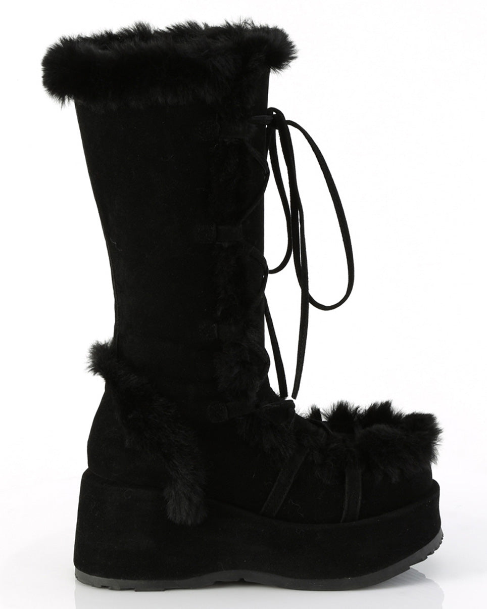 Demonia Black Winter Solstice Faux Fur Boots – Rave Wonderland